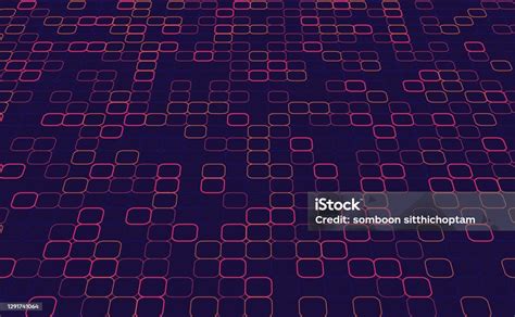 추상기술 관점 정사각형 빨간색과 노란색 패턴 아트워크가 진한 파란색 배경에 있습니다 현대적인 미래 지향적인 기하학적 디자인 벡터 일러스트레이션 빨간색 배경에 대한 스톡 벡터