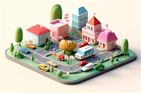 Premium Photo 3d Render Maps City Street Views Parks Trees Road