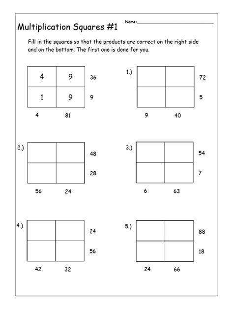 Multiplication Squares Pdf