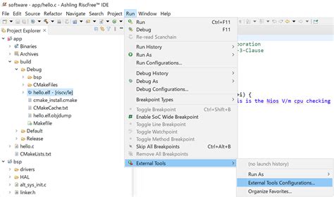 Nios V Project Development Procedure Using Ashling Riscfree Ide