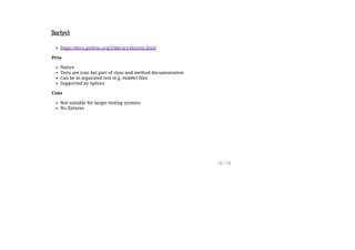 Python Testing Frameworks Overview PPT