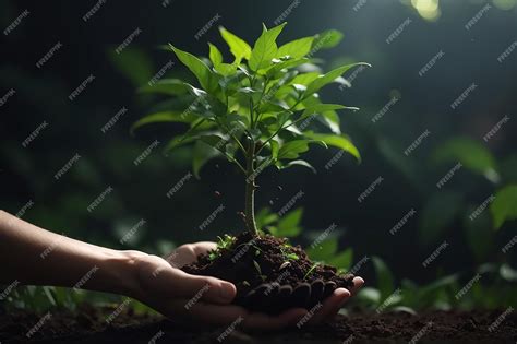 Premium Ai Image The Sapling Of The Tree Is In The Hands Of The Young