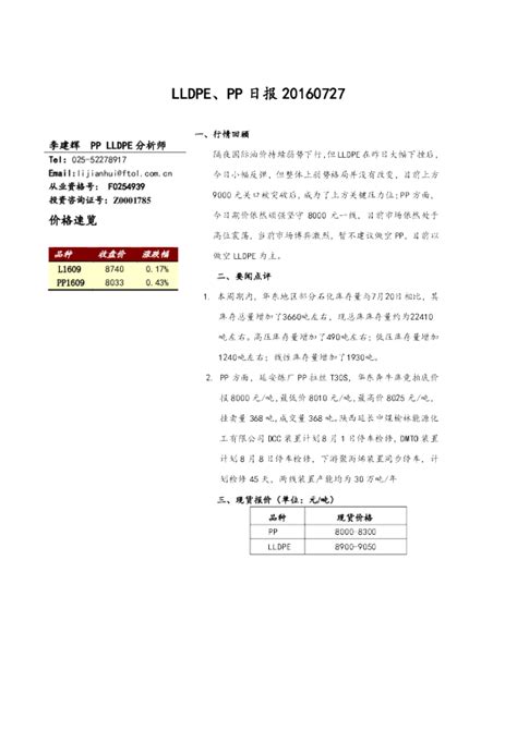 Lldpe、pp日报