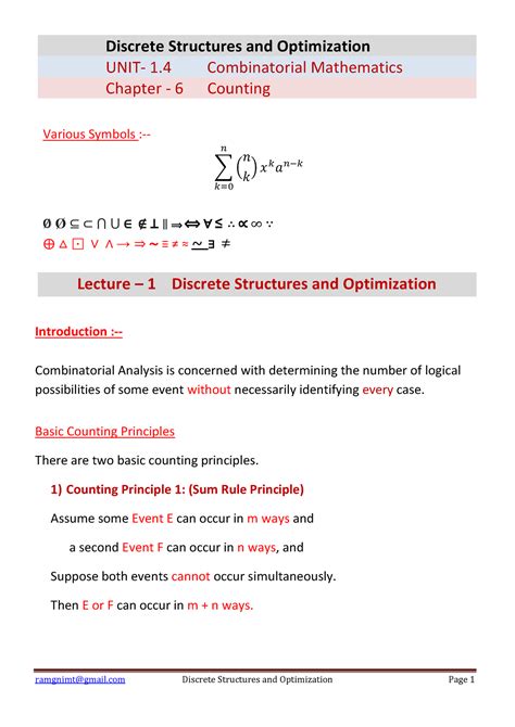 DSO Notes 1 4 Counting Discrete Structures And Optimization UNIT
