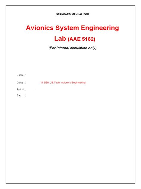 Avionics System Engineering Ase Lab Manual Final Pdf Wind Tunnel Laboratories