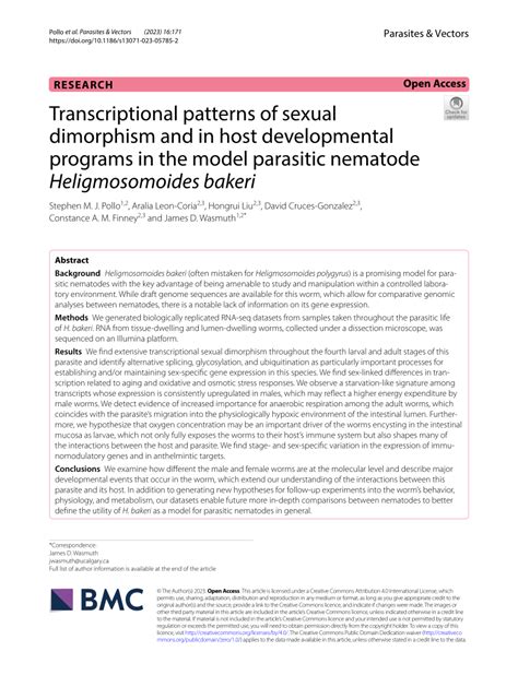 Pdf Transcriptional Patterns Of Sexual Dimorphism And In Host