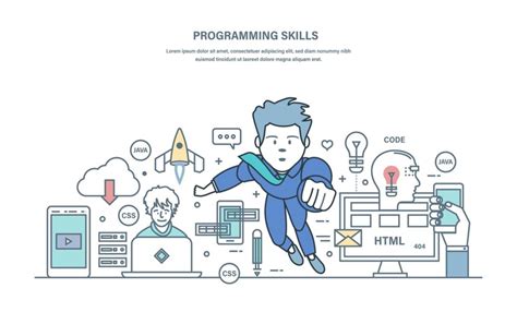 Premium Vector Programming Skills Programming In Highlevel Languages And Coding Developing
