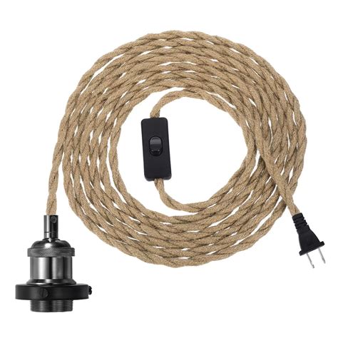 15 4ft Pendant Light Cord Kit In E26 Socket Vintage Ed Rope Black