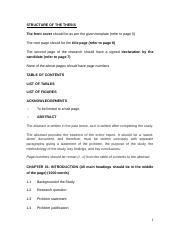 Structure Of The Thesis Doc Structure Of The Thesis The Front Cover