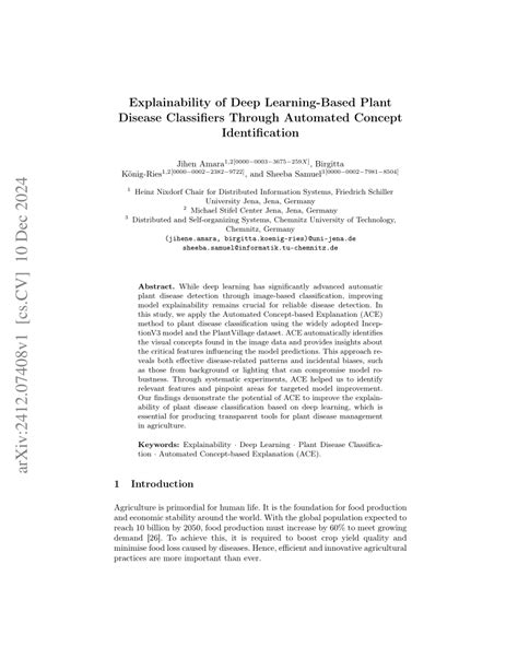 PDF Explainability Of Deep Learning Based Plant Disease Classifiers
