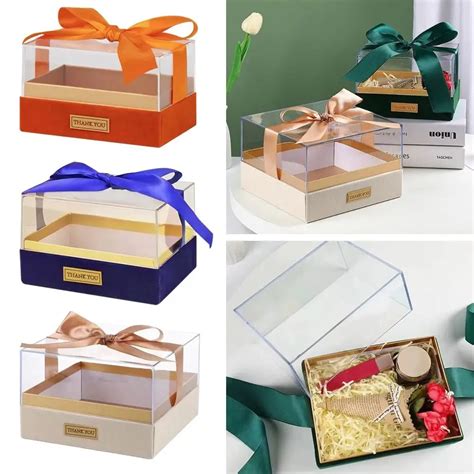 Bo Te Cadeau Transparente Avec N Ud En Acrylique Pour Mariage Lumi Re De Luxe Cadeau