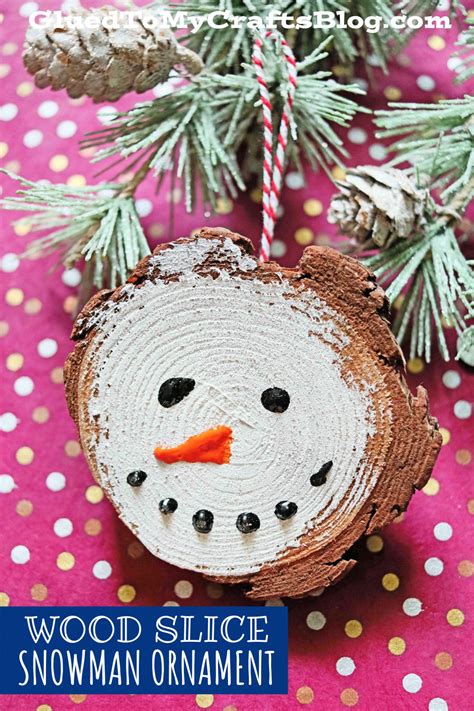 Wood Slice Snowmen Ornament