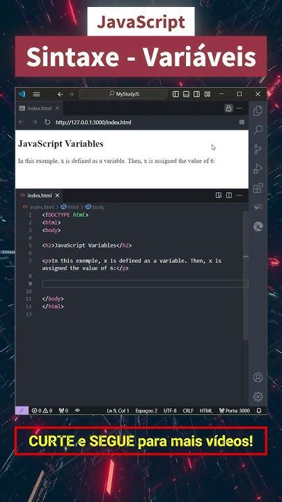 Javascript — Sintaxe Variáveis Youtube