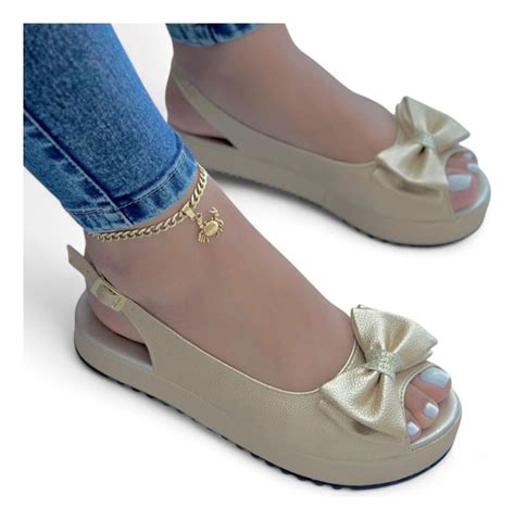 Ripley Sandalias Mujer Dorado Plataforma 2 Cm 1431l 45