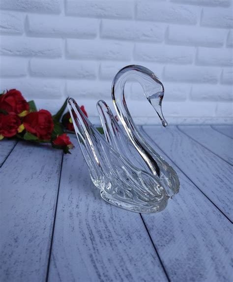 Vintage Glass Swan Figurine Of A Swan Glass Figurine Of A Swan Ussr