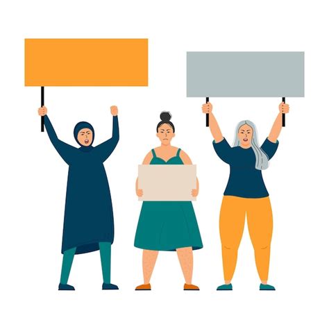 Premium Vector Group Of Protesting Women