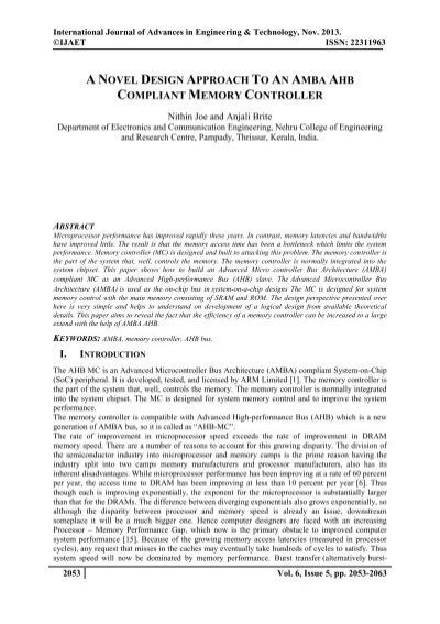A Novel Design Approach To An Amba Ahb Compliant Memory Controller