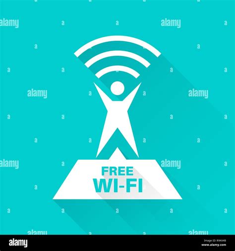 Sign Free Wi Fi Logotip The Stylized Figure Of The Person Distributing A Signal With A Banner On