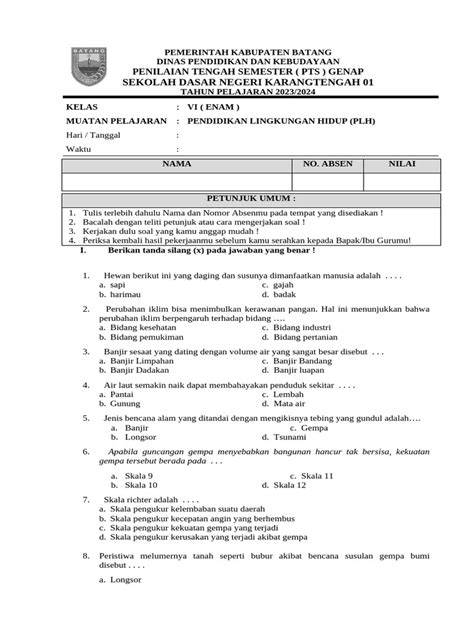 Soal Pts 2 Plh Pdf