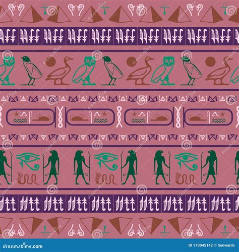 Hieroglyph Egypt Writing Ethnical Seamless Pattern Stock Vector Illustration Of Inscription