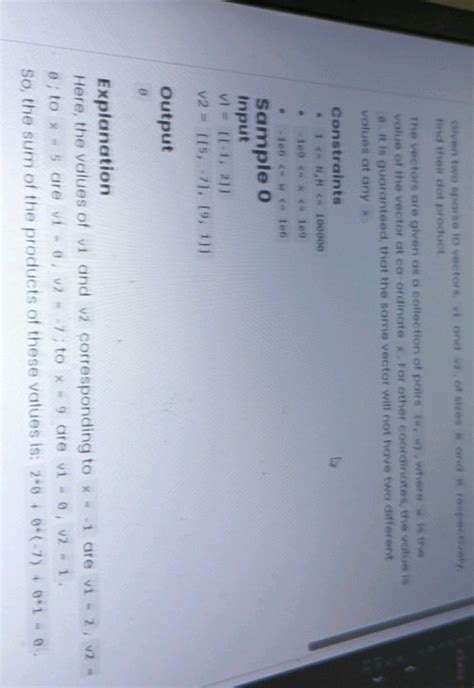 Given Two Sparse Id Vectors V1 And V2 Of Sizes N And M Respectively