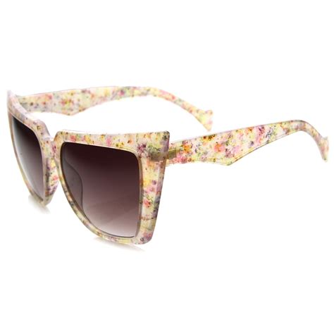 Womens Oversize Speckled Butterfly Cat Eye Sunglasses Zerouv