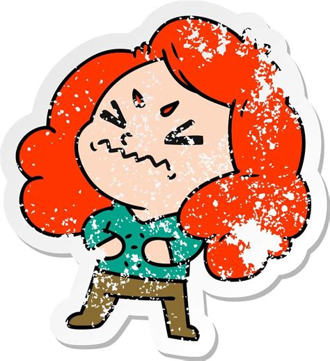Dessin Animé Autocollant En Détresse De Jolie Fille Kawaii 11785954 Art