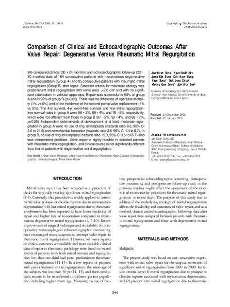 Pdf Comparison Of Clinical And Echocardiographic Characteristics Of