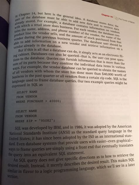 solved describe the result of executing the following sql