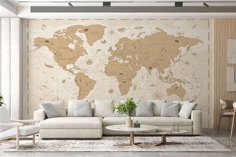 Fototapeta mapa świata na ścianę tapety mapa świata od Uwalls