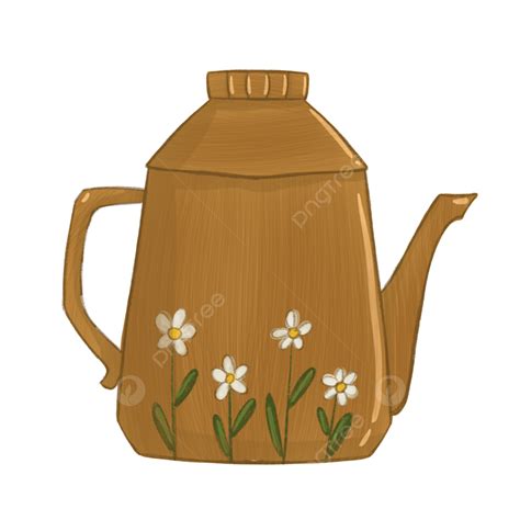 Free Download Flower Png Image Cute Cartoon Tea Pot With Daisy Flower