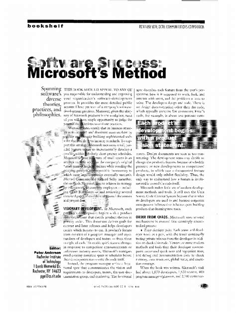 Software Success Microsofts Method Bookshelf Ieee Journals And Magazine Ieee Xplore