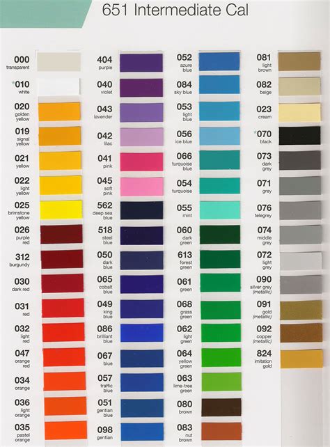 Oracal 651 Color Chart Hot Sex Picture