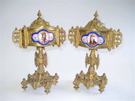 Bonhams A Pair Of 19th Century Continental Gilt Bronze And Enamel