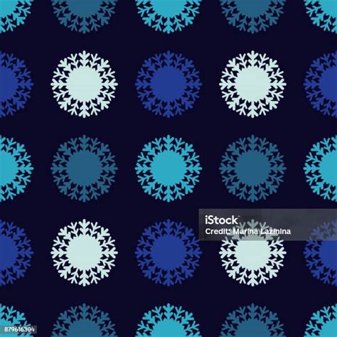 눈송이와 원활한 벡터 배경입니다 파란 겨울 패턴입니다 섬유 교감입니다 0명에 대한 스톡 벡터 아트 및 기타 이미지 0명 겨울 기하 도형 Istock