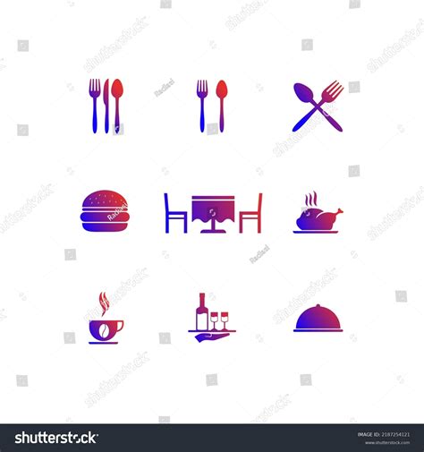 Set Food Beverage Vector Graphics Illustrations Stock Vector Royalty