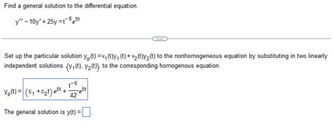 Solved Find A General Solution To The Differential Equation
