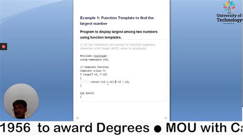 Template Using Class And Template Using Function Online Education Learn Online Youtube