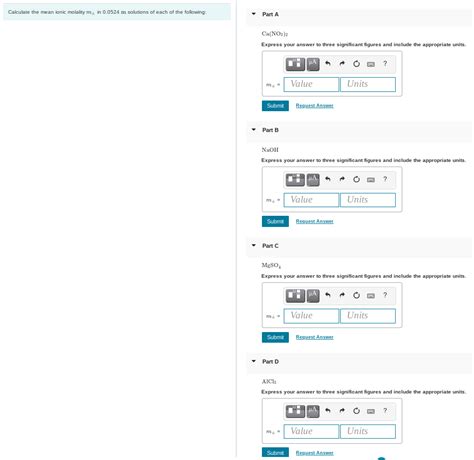 Solved Calculate The Mean Ionic Molality Mu In 0 0524 M