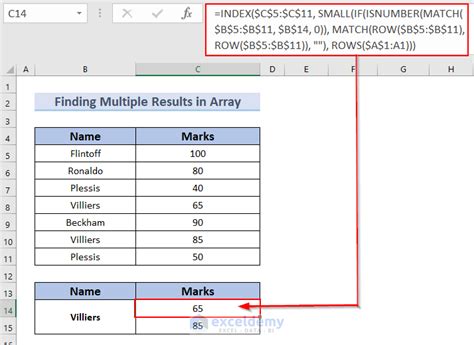 How To Use Index Match Function For Multiple Results In Excel