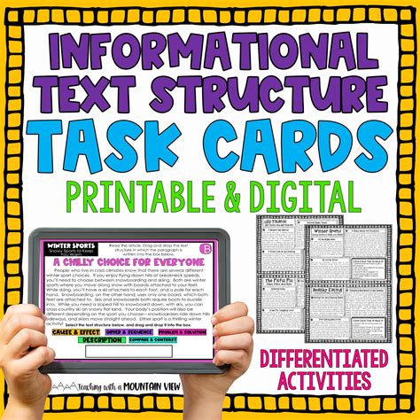 Informational Text Structures Task Cards Text Structure Printables