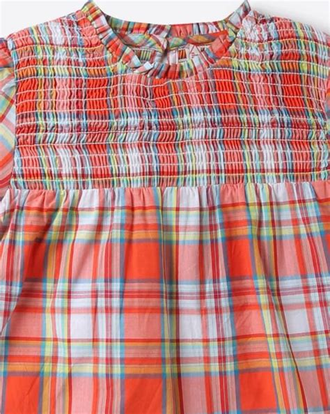 Checked Round Neck Top Jiomart