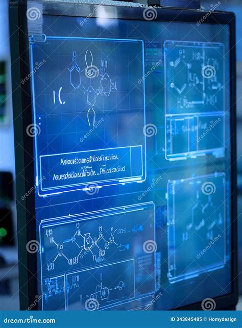 A Futuristic Computer Screen Displaying Multiple Windows With Scientific Diagrams And Text