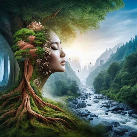 Premium Photo Half Of A Tree Is A Beautiful Woman