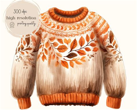 Autumn Sweaters Watercolor Cozy Autumn Clipart Sweater Clipart Books