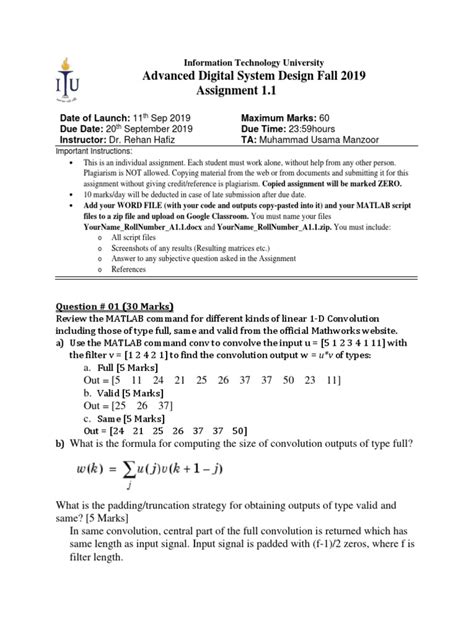 Advanced Digital Design Assignment Pdf Matlab Convolution