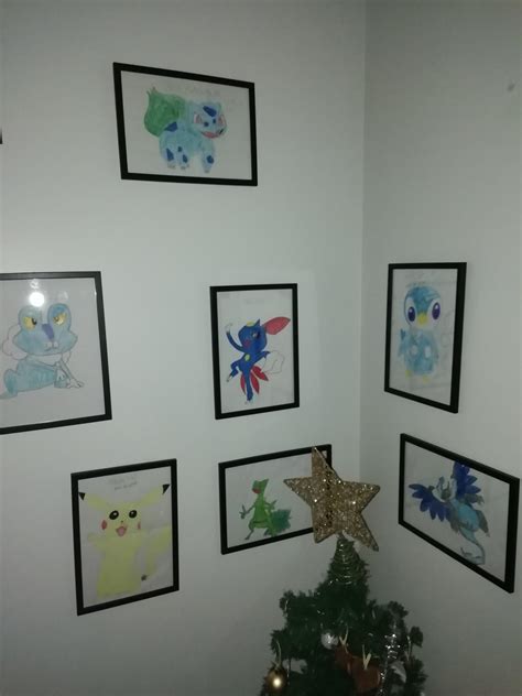 My 8 Yo Nephew Is A Pokemon Fan This Is His Rooms Wall The Sceptile