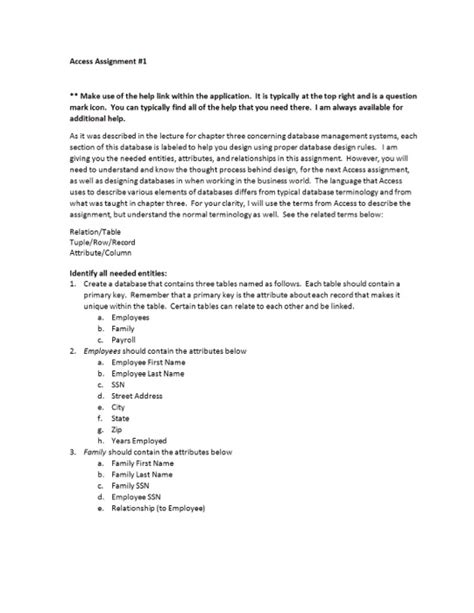 Solved Access Assignment Make Use Of The Help Link Within