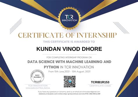 Kundan Dhore On Linkedin Python Internship Ml Datascience Ai