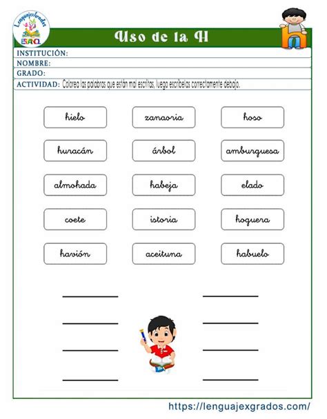 Reglas del uso de la H para niños Ejemplos y ejercicios